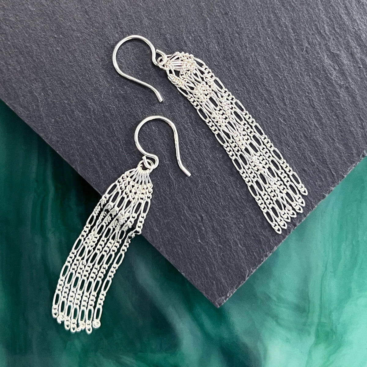 Figaro: Silver Chain Dangle Earrings – Hoopsanddangles